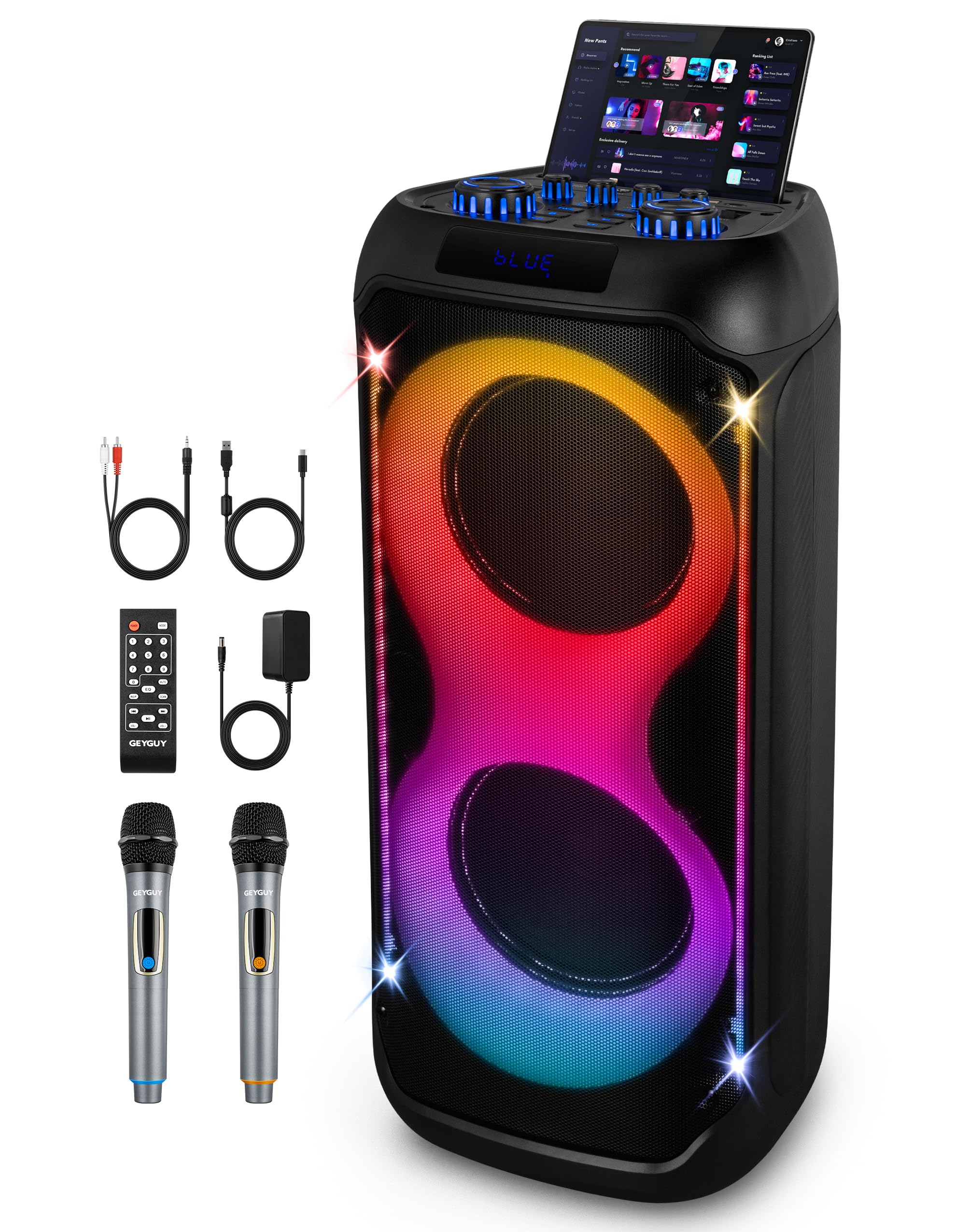Snapklik.com : Portable GPSK28-1 Karaoke Machine, 2 Dual 8-inch Woofers, Bluetooth/TWS/USB/FM/TF ...