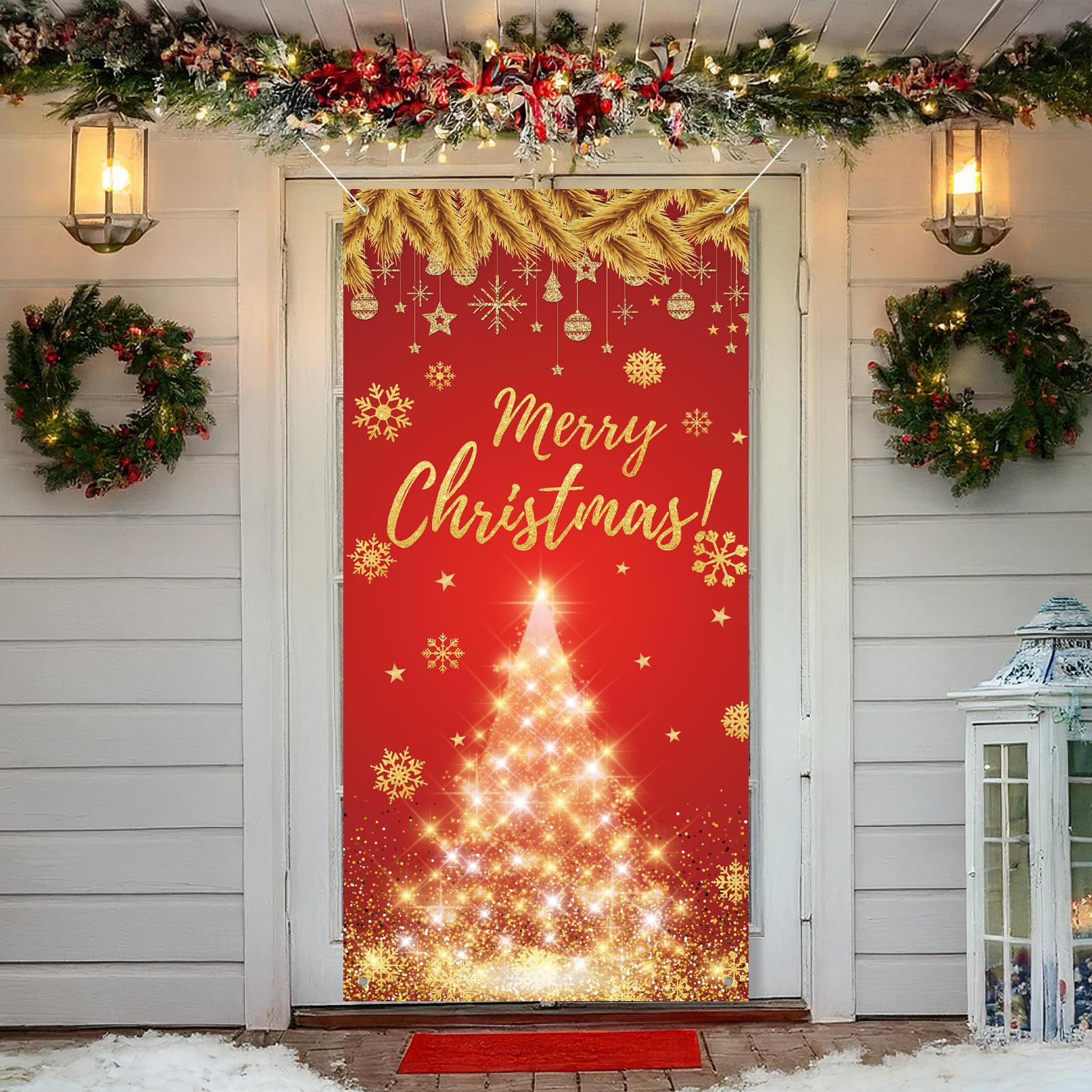 Amazon.com: Christmas Door Cover Decoration, Merry Christmas Door ...
