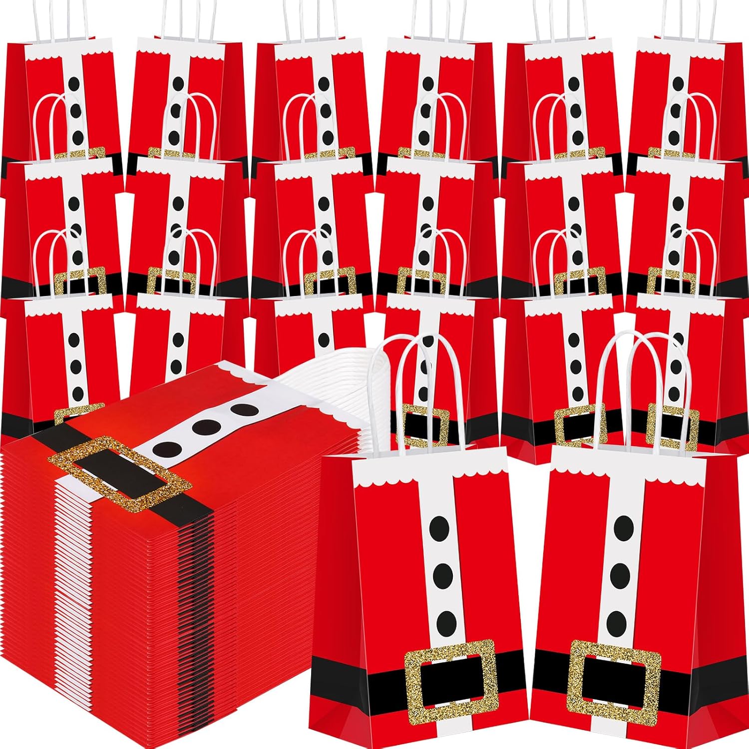 Amazon.com: Sweetude 100 Pcs Christmas Goodie Bags Santa Claus Suit ...