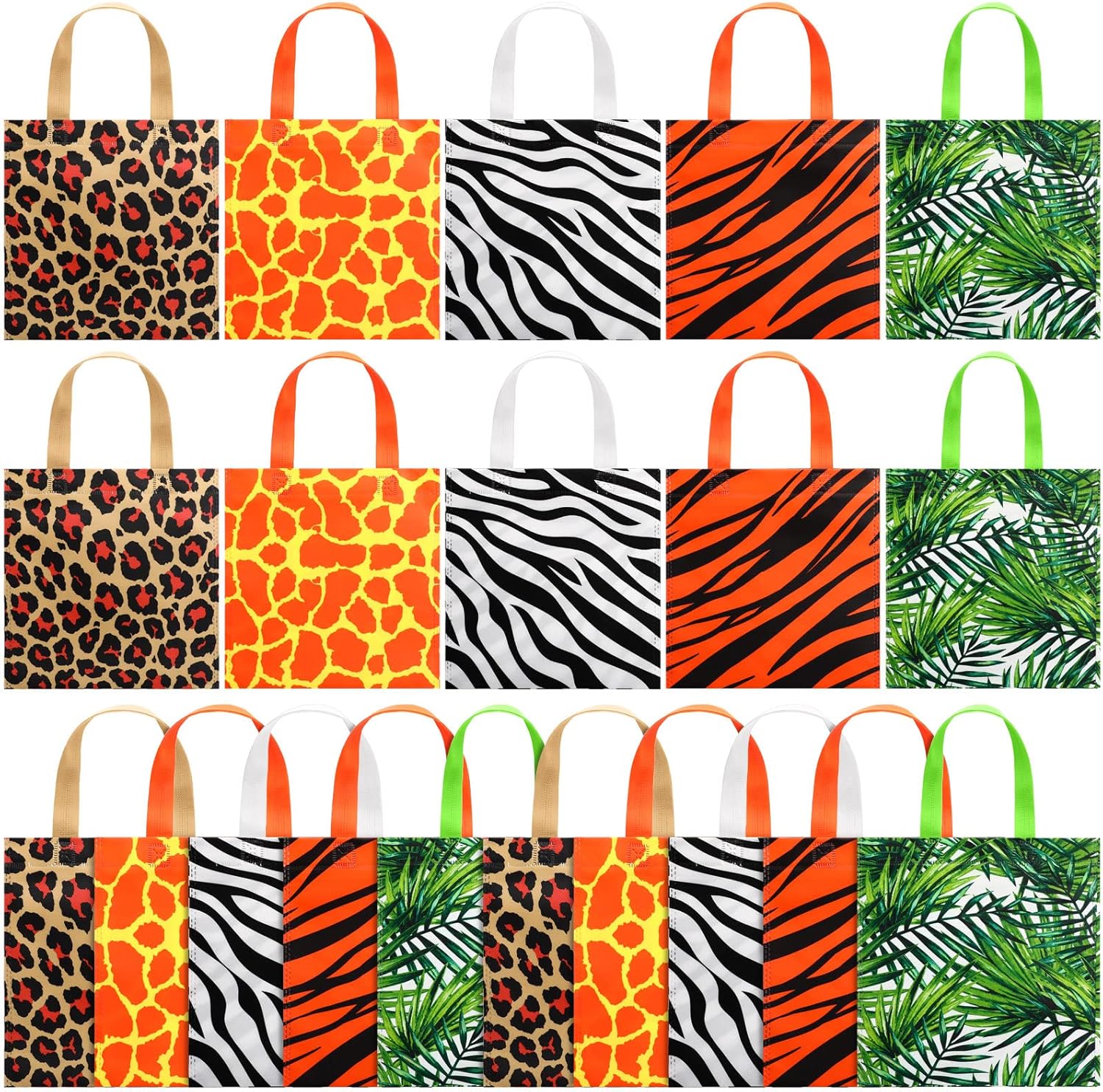 20 Pieces Animal Print Gift Bags, Zoo Wildlife Treat Goodie Bags Safari ...
