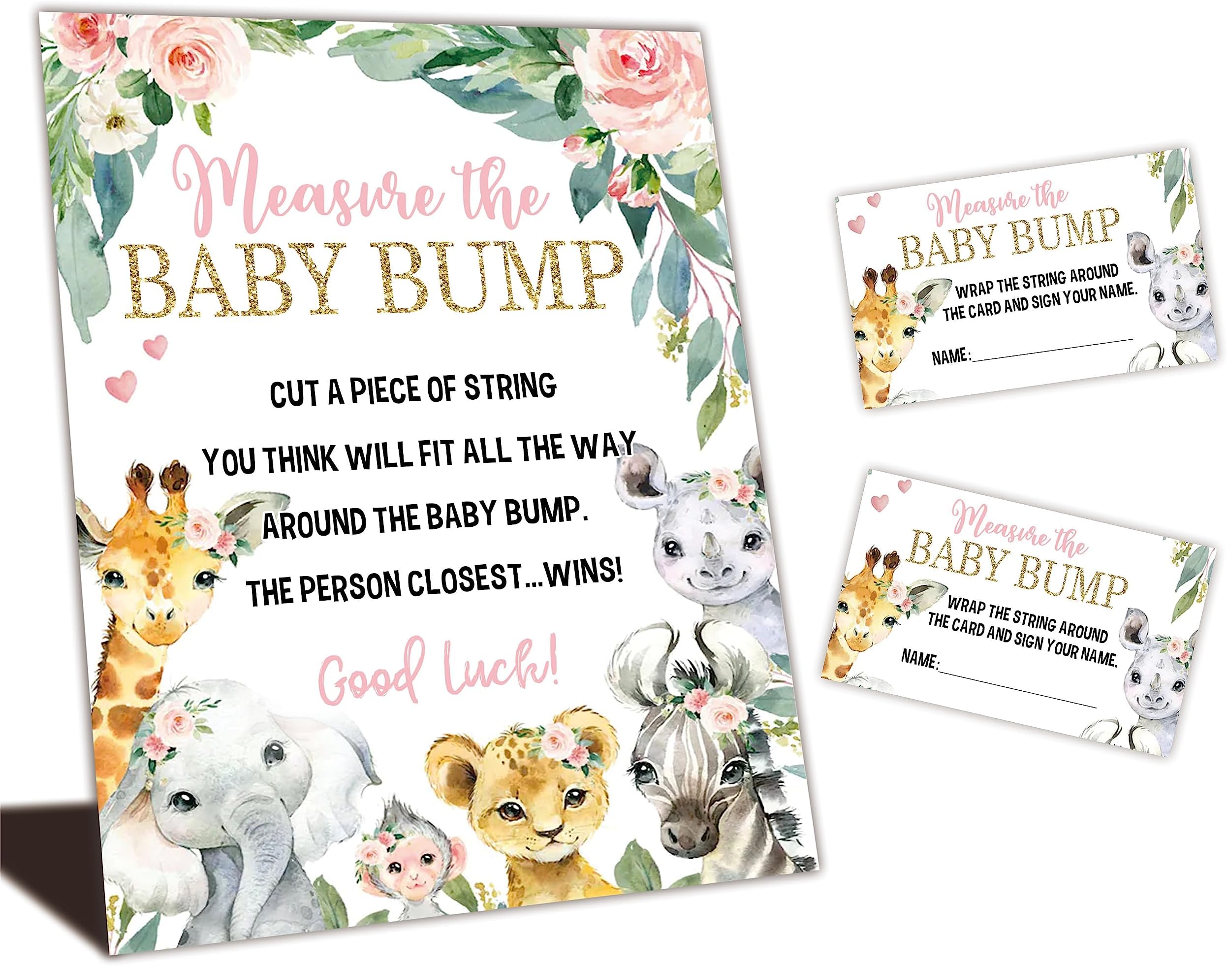 Amazon.com : Baby Shower Games - Measure The Baby Bump Set - Watercolor ...