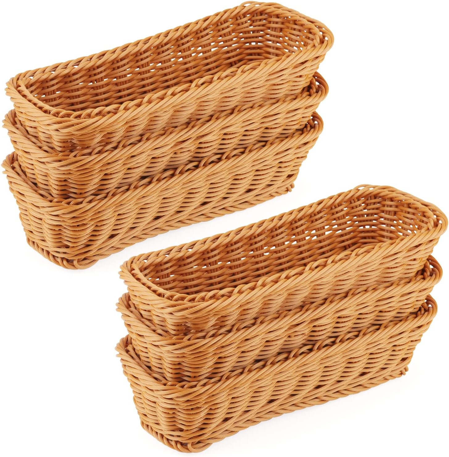 Amazon.com: LEXININ 6 Pack 11 Inches Poly Wicker Bread Basket, Woven ...