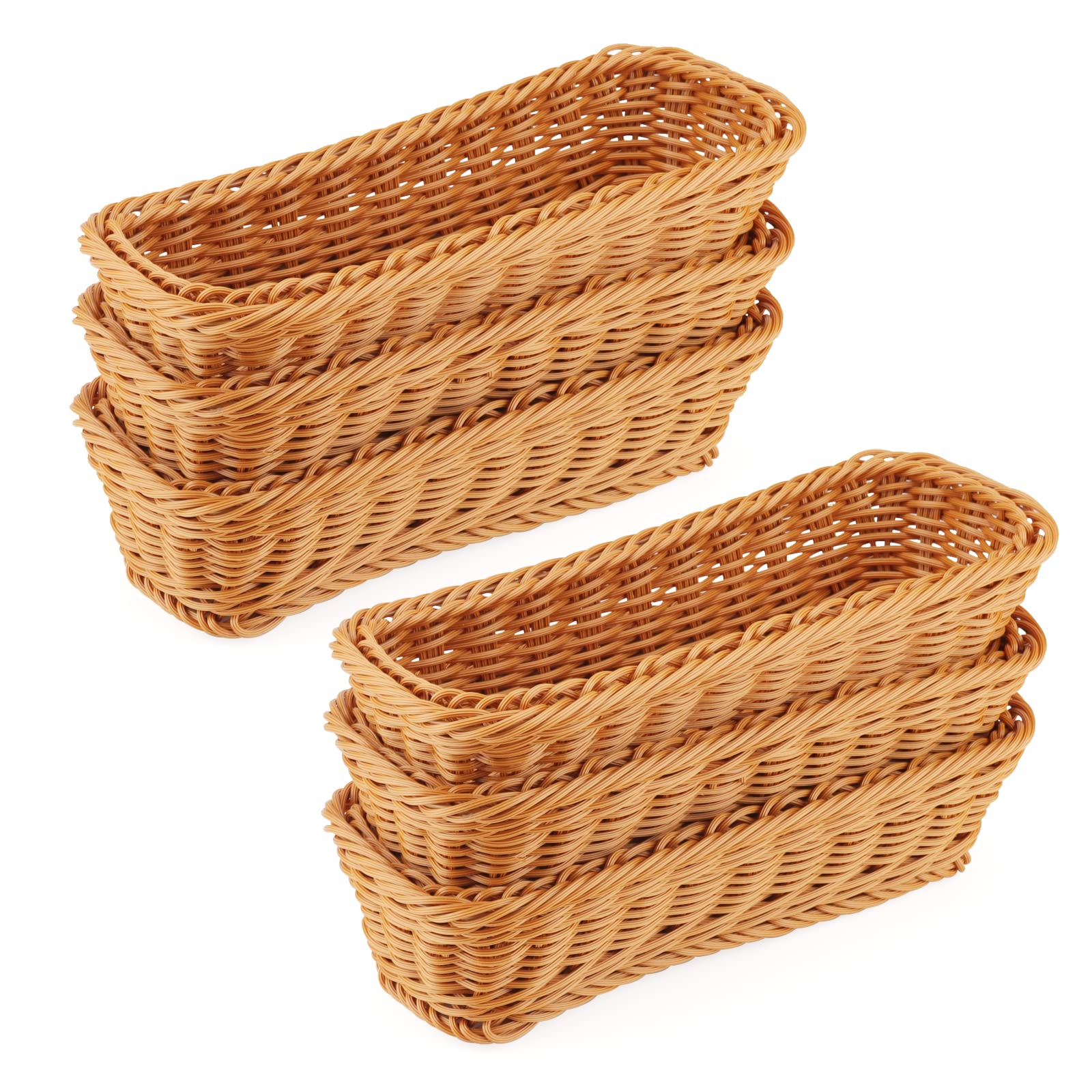 Amazon.com: LEXININ 6 Pack 11 Inches Poly Wicker Bread Basket, Woven ...