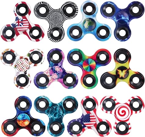 Amazon.com: 12 Pack Fidget Spinner Bulk Metal Tri-Spinner Fidget Toy ...