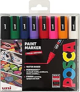 Posca Pens PC-5M Felt Tip Acrylic Paint Colouring Set. Opaque Coloured ...