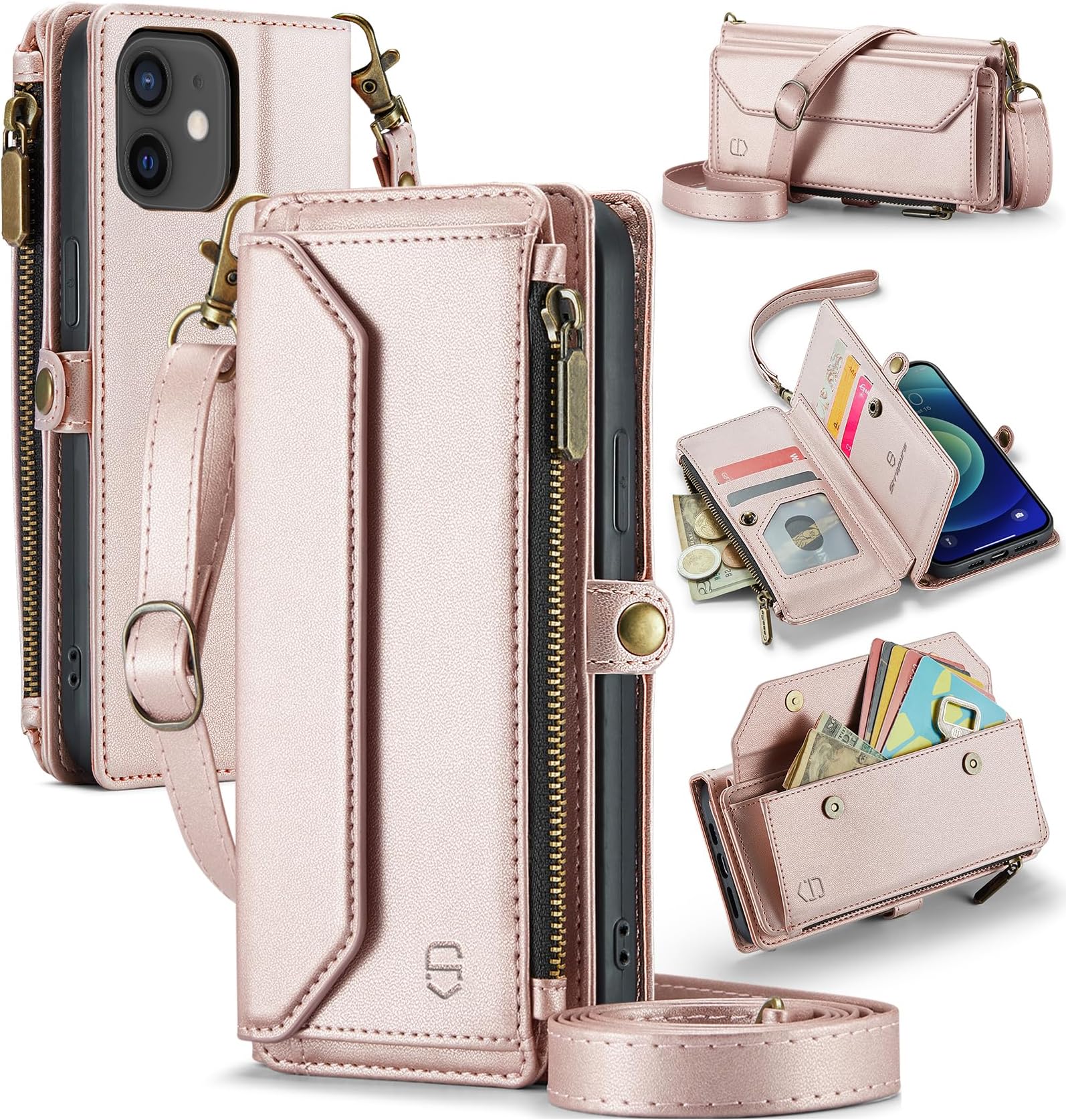 Amazon.com: Bocasal A Stylish Crossbody Wallet Case for iPhone 12/12 ...