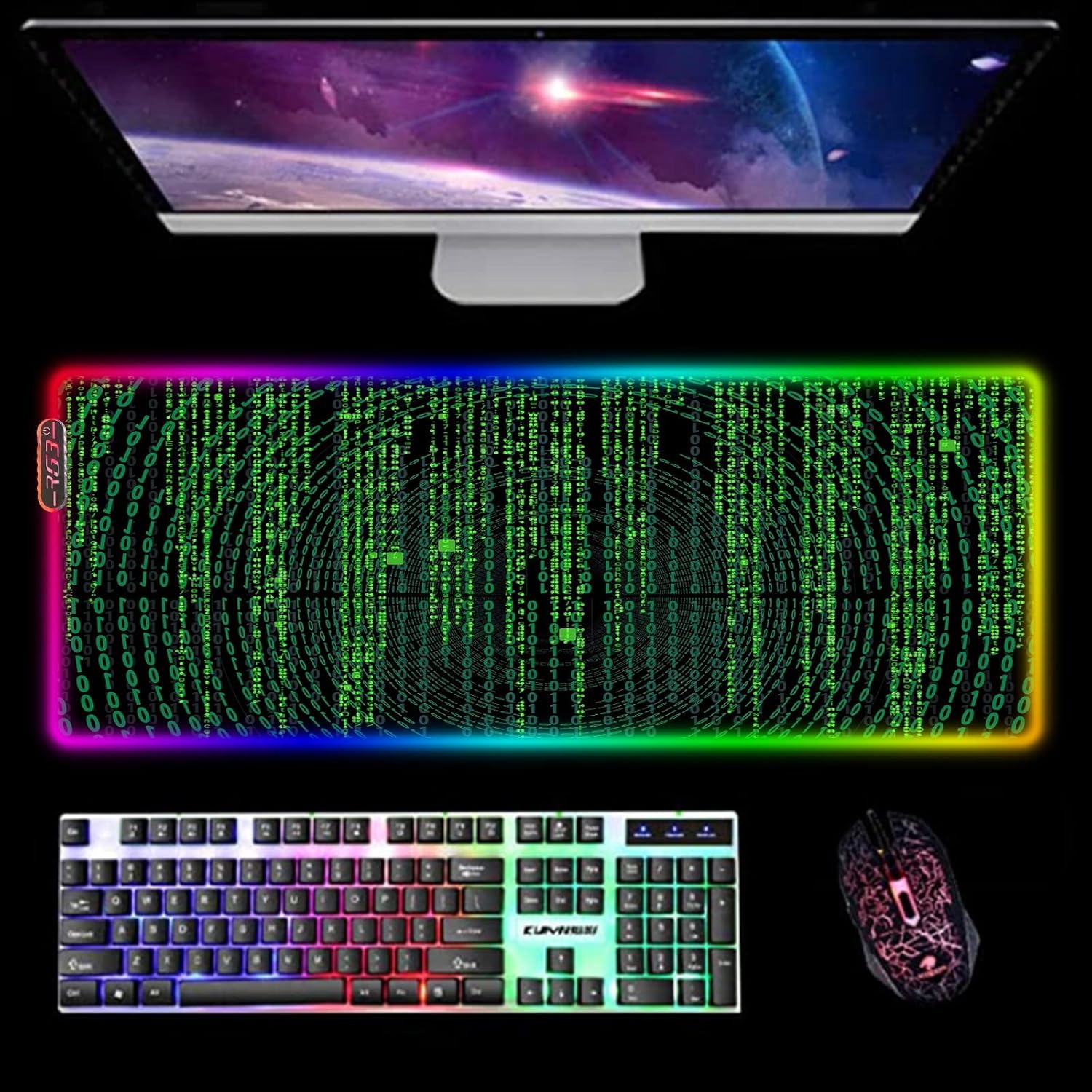 Amazon.com: Mouse Pads Green Matrix Large RGB Mouse Pad Gamer XXL Led ...