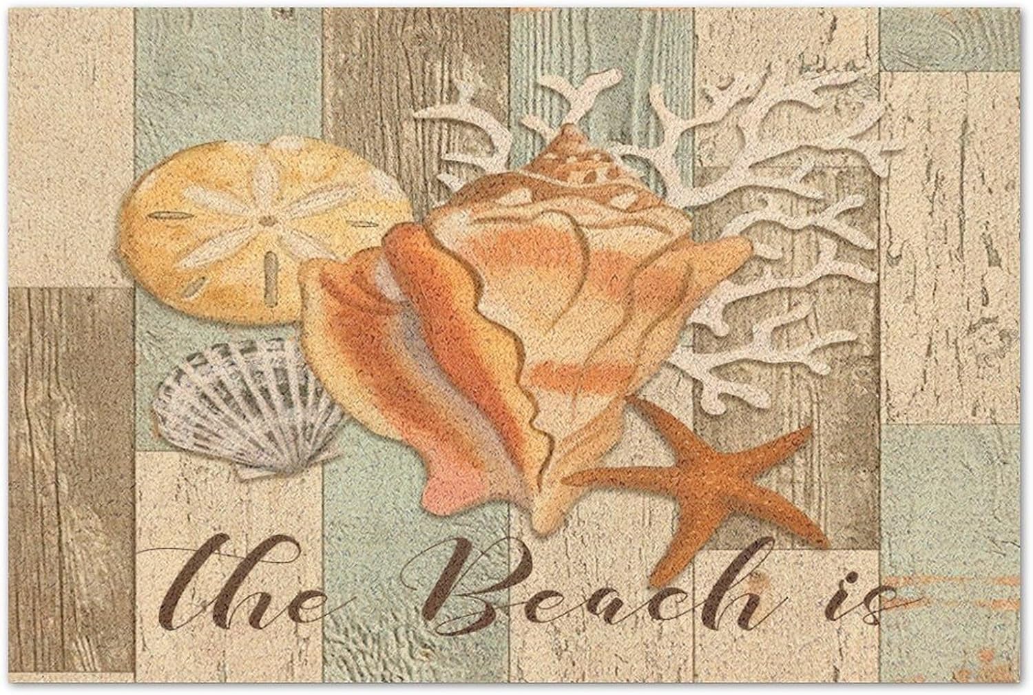 Amazon.com: Coir Outdoor Mats 24x36 Sea Snail Starfish Nautical Beach ...