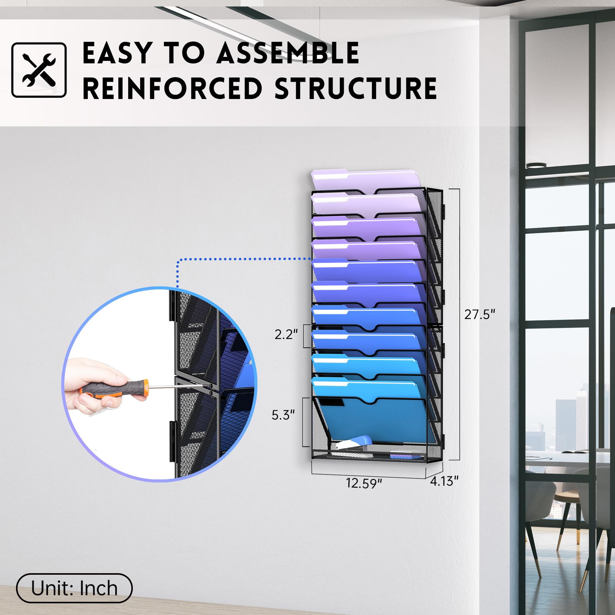 Snapklik.com : 11-Tier Wall File Organizer, Mesh Hanging File Organizer ...