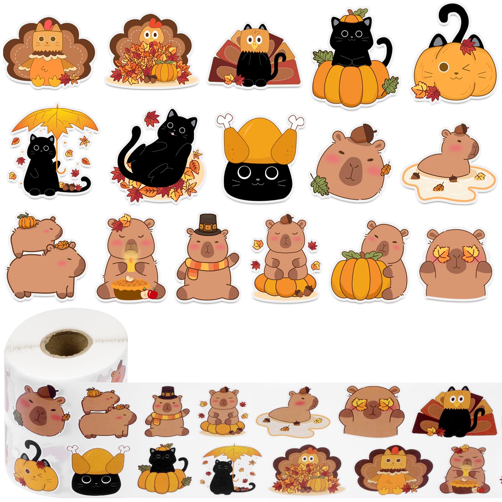 Amazon.com: 1000Pcs Capybara Black Cat Stickersfor Kids Roll, Cute ...