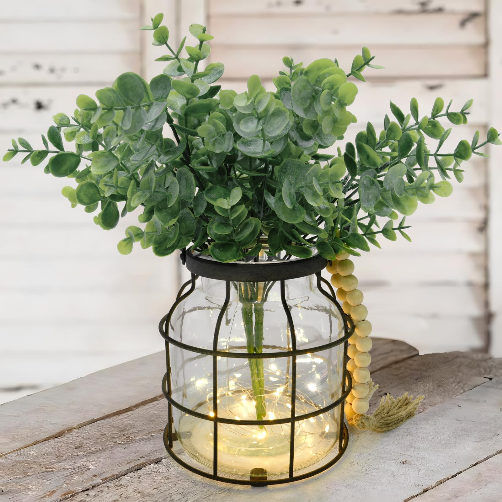 Amazon.com: Vintage Glass Farmhouse Vase, Rustic Lantern Decor with ...