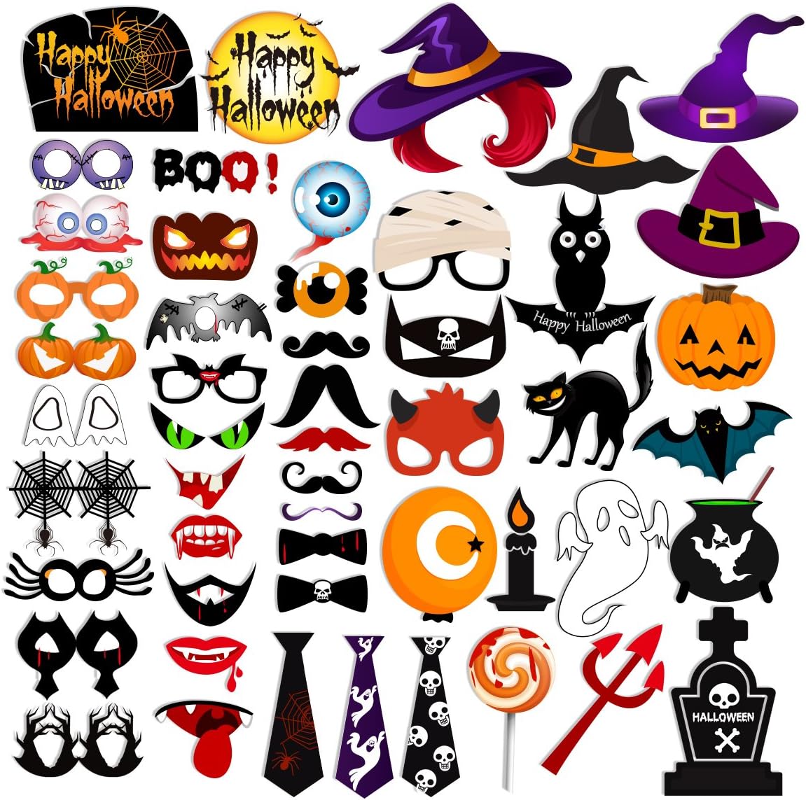Amazon.com: Halloween Photo Booth Props, Ghost Vampire Skull Witch ...