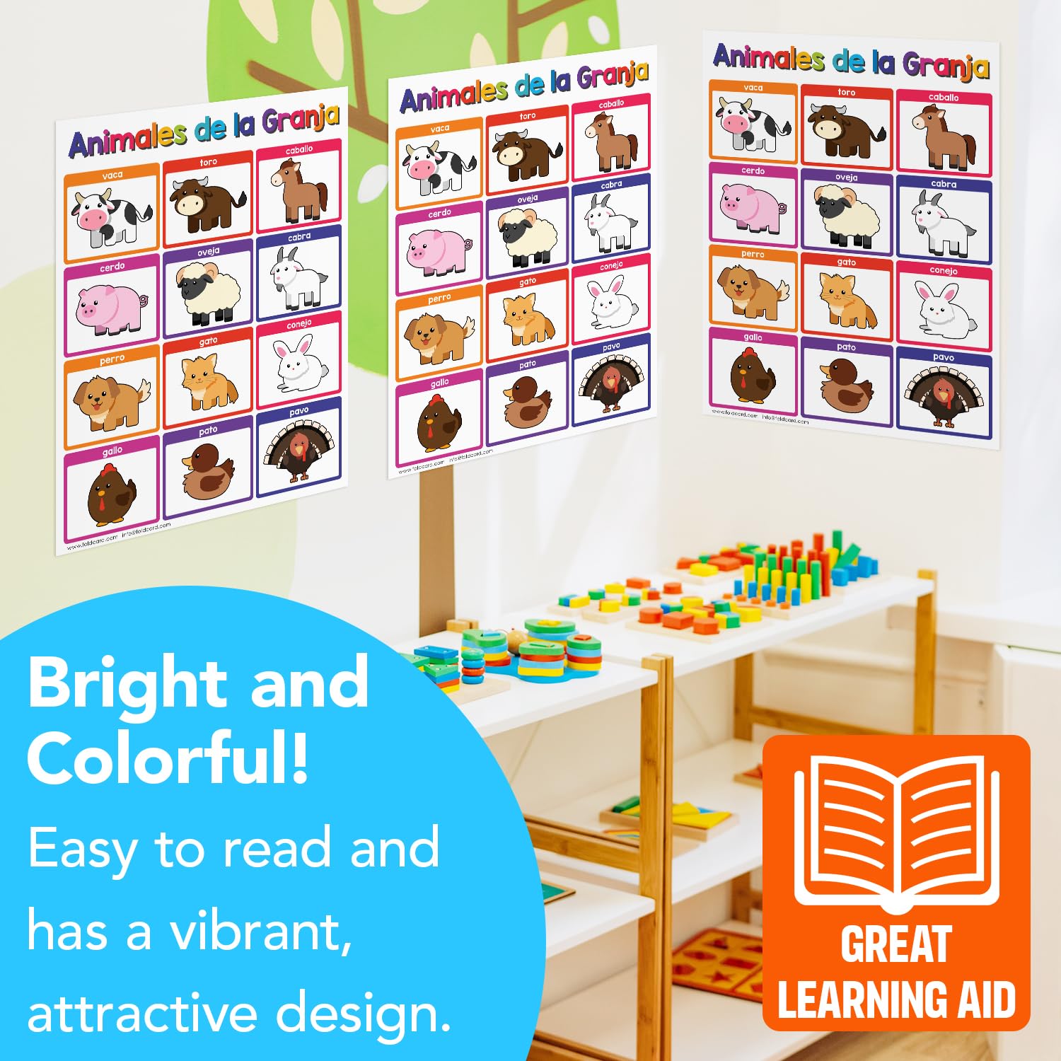 Snapklik.com : Animales De La Granja Spanish Educational Posters For ...