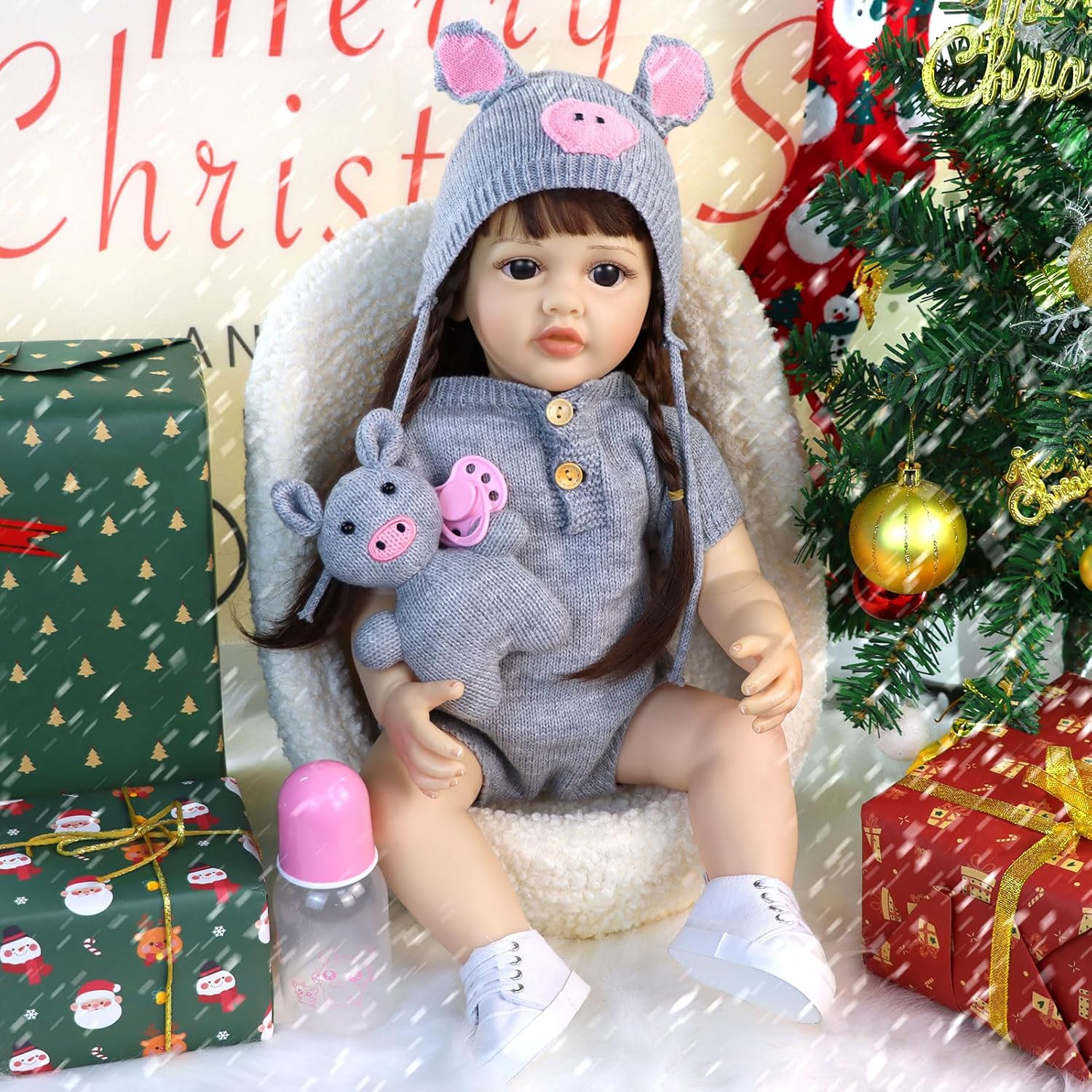 Amazon.com: JRLCGYP Reborn Baby Doll with Piggy Toy, 22” Lifelike Soft ...