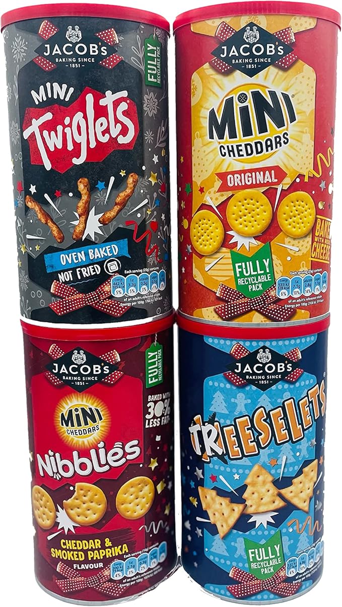 Jacobs Christmas Party Snack Tubes Mini Cheddars x260g, Mini Twiglets ...