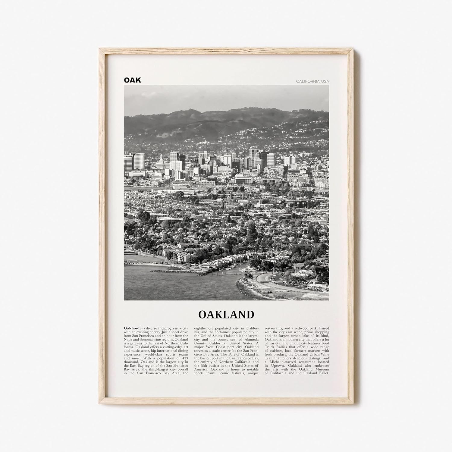 Amazon.com: Oakland Print Black and White Skyline, Oakland Wall Art ...