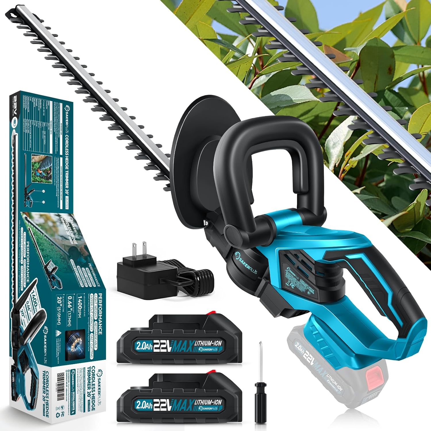 Amazon.com : SakerPlus Cordless Hedge Trimmer, 22V Electric Bush ...