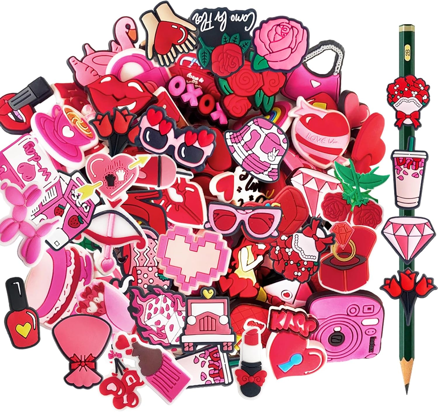 Amazon.com : 60 Pcs Woodcase Lead Pencil Toppers,Cute PVC Pencil Topper ...