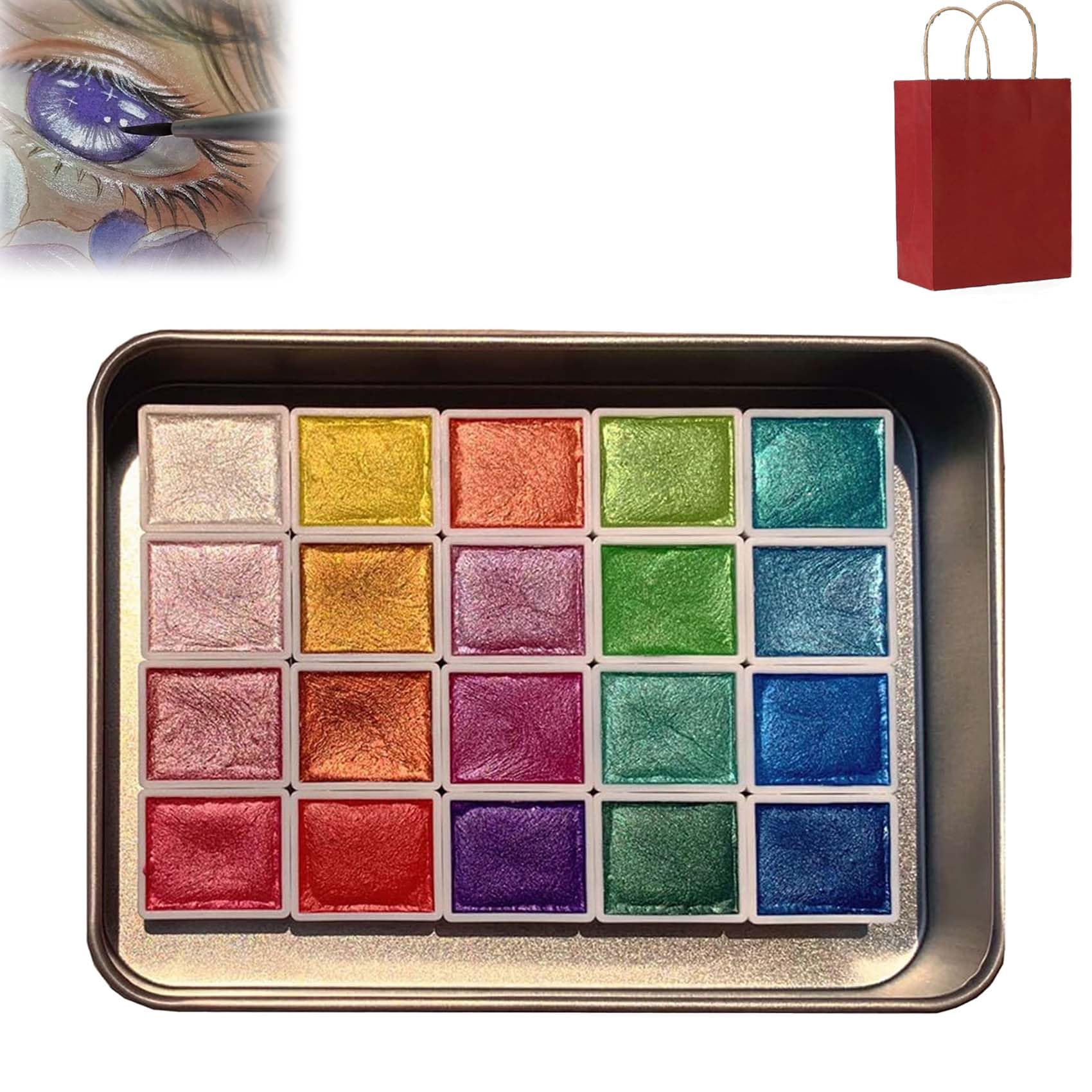 Amazon.com: Lisilinka Glitter Watercolor, 20 Colors Watercolor Painting ...