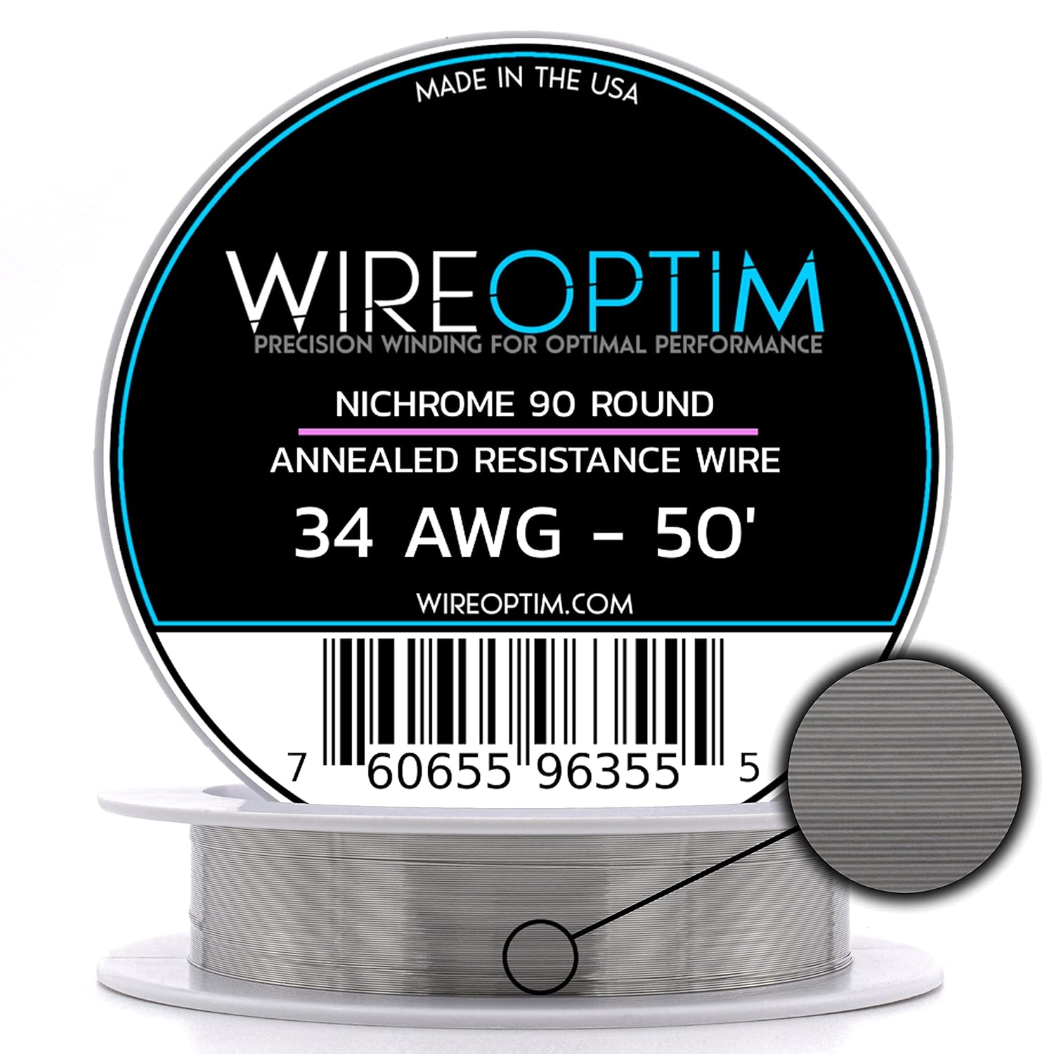 WIREOPTIM - 34 AWG - Nichrome 90 Resistance Wire - 50 Feet: Amazon.com ...