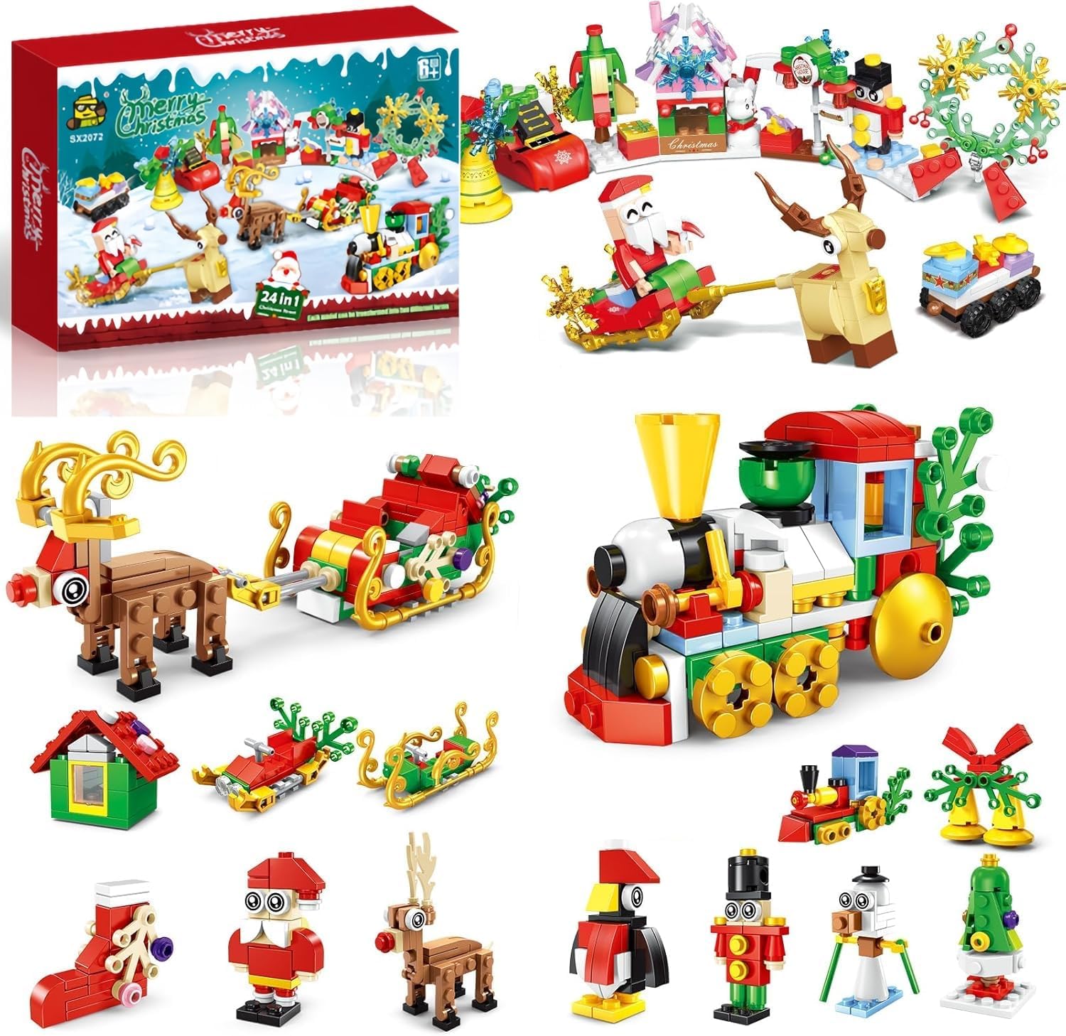 Advent Calendar 2024 Christmas Building Blocks Calendar,24 Days Xmas ...