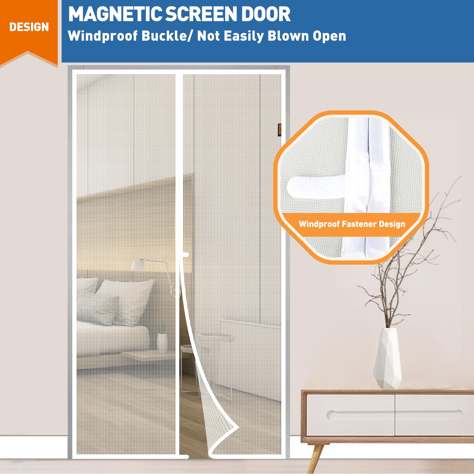 Snapklik.com : MAGZO Magnetic Screen Door Fit Door Size 36 X 98 Inch ...
