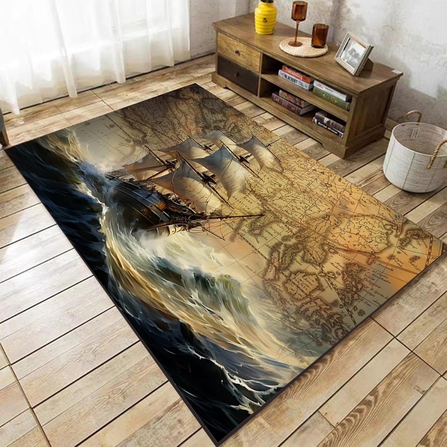 Amazon.com: PLMHXC Nautical World Map Indoor Area Rug, 3x4ft, Pirate ...