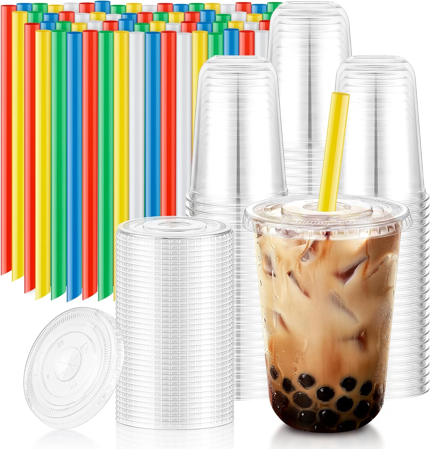 Amazon.com: KesaPlan 50 Pack 16oz Clear Plastic Cups with Lids ...
