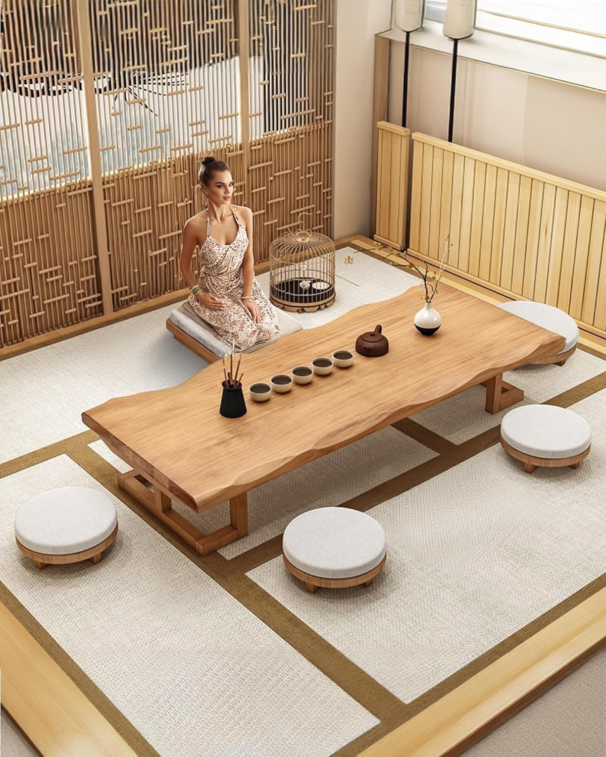Amazon.com: Japanese Floor Low Table, Table for Sitting on the Floor ...