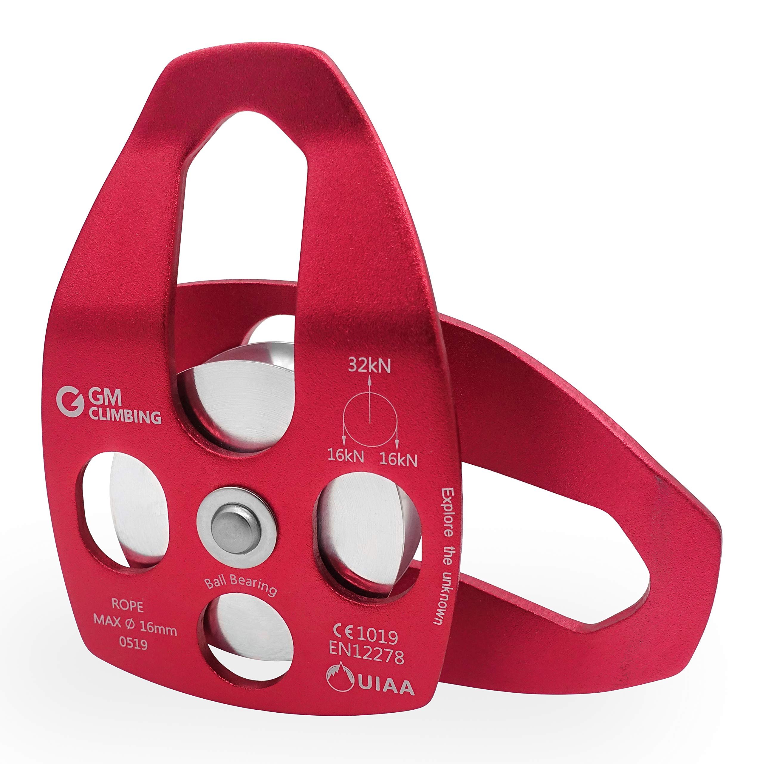 Snapklik.com : GM CLIMBING Red Large Rescue Pulley 32kN Single Sheave