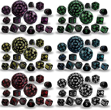 Amazon.com: IvyFieldDice 6 Sets Complete Polyhedral Dice Set D3-D100 ...