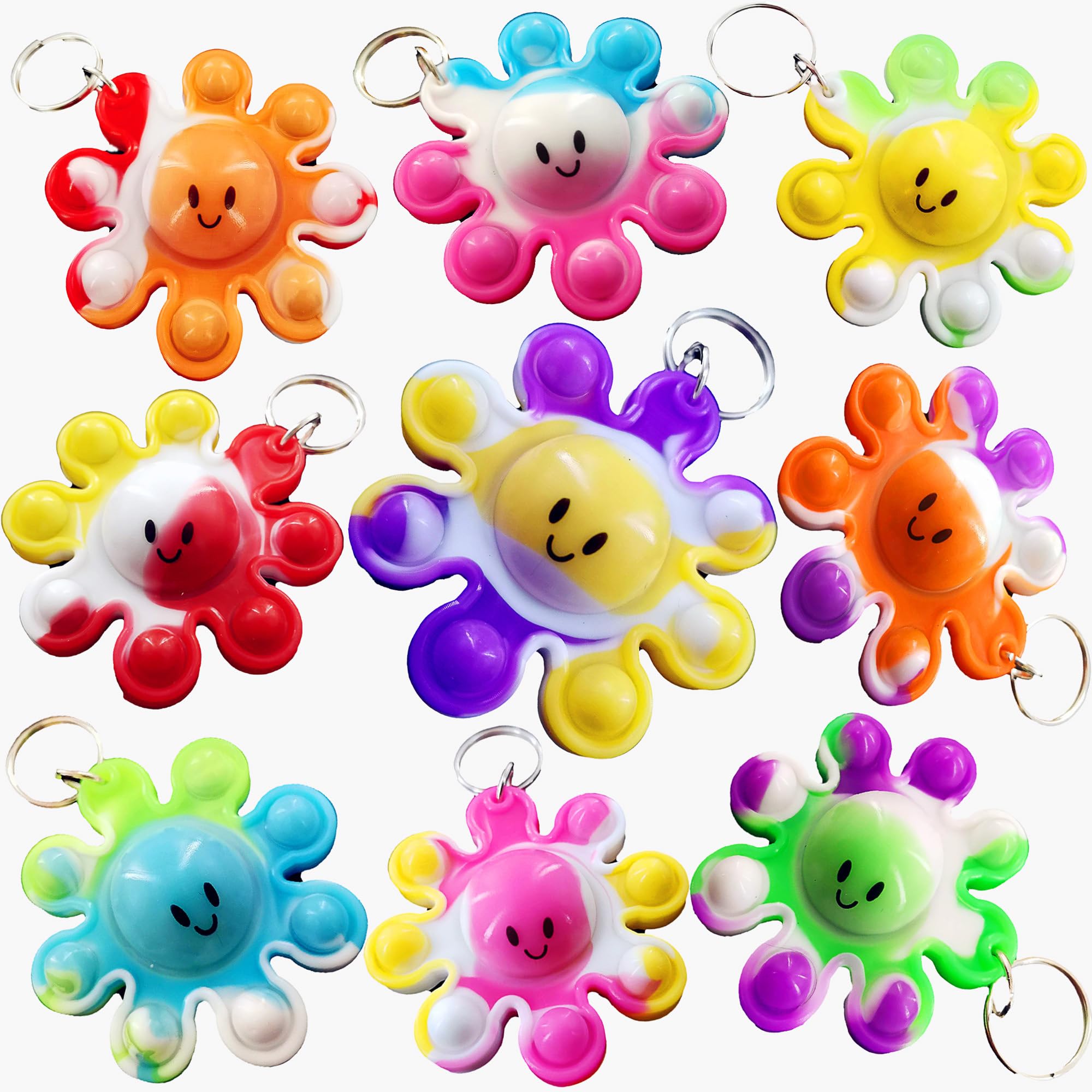 30 Packs Octopus Push Fidget Bubble Bulk Mini Pop Keychain Fidget for ...