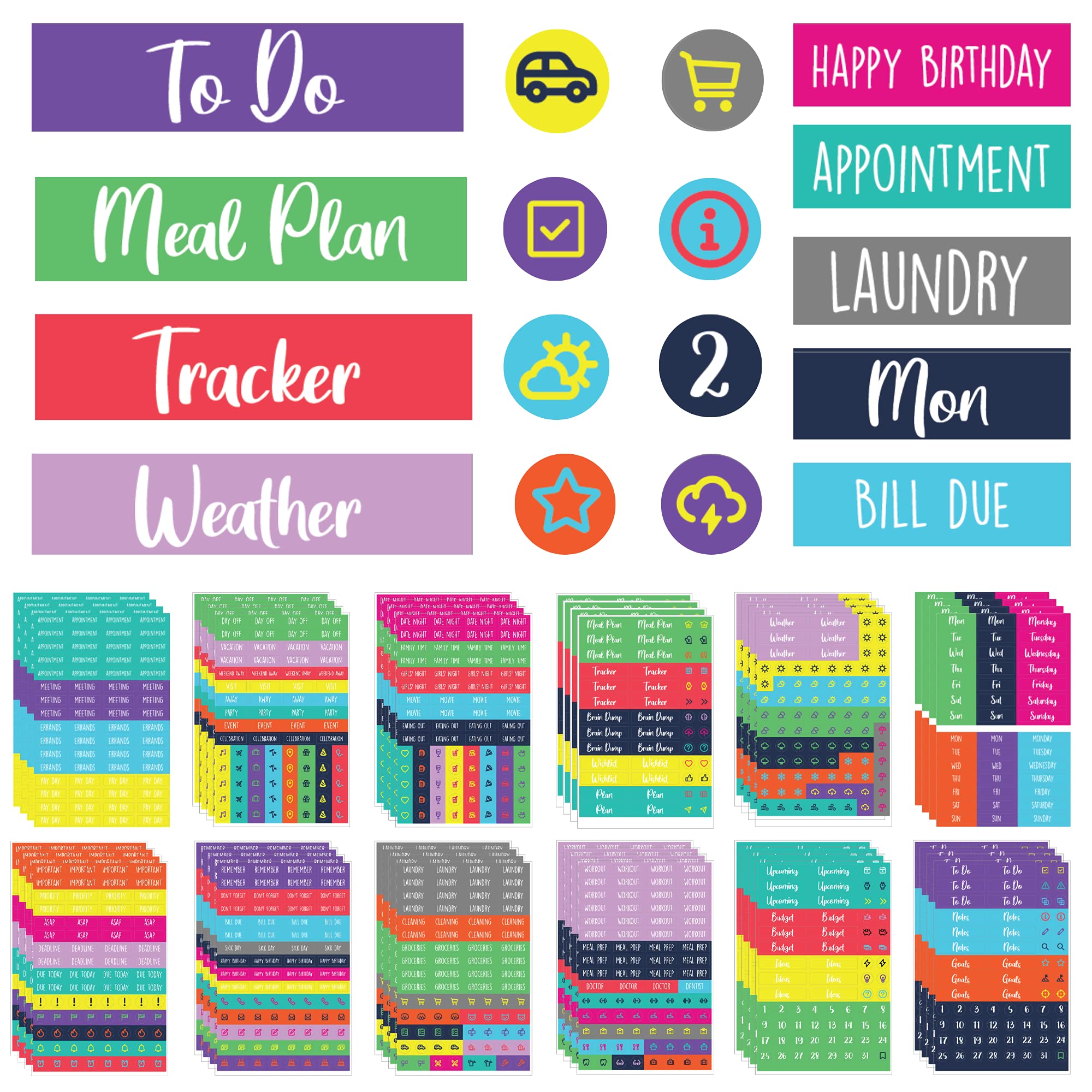 Buy Practical Planner Stickers - Huge Value Pack 48 Sheets, 6 Months of ...