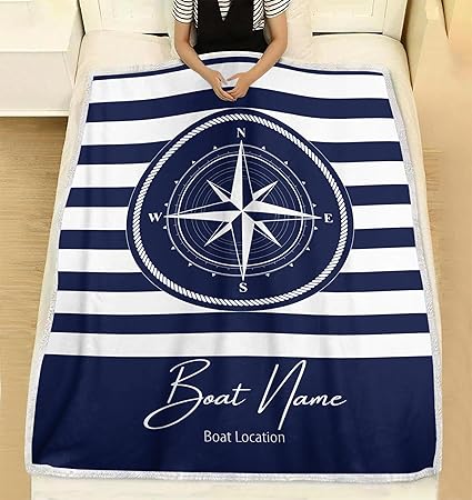 Amazon.com: Personalized Custom Boat Sherpa Blanket - Super Soft Fleece ...