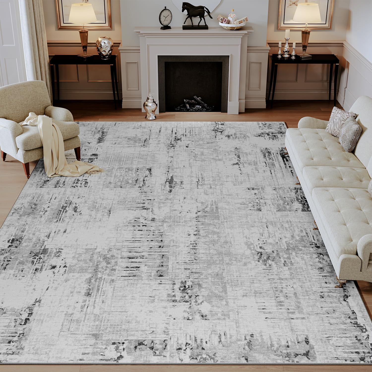 Modern Abstract Area Rug Carpet 5X7 Rugs for Living Room-Machine ...