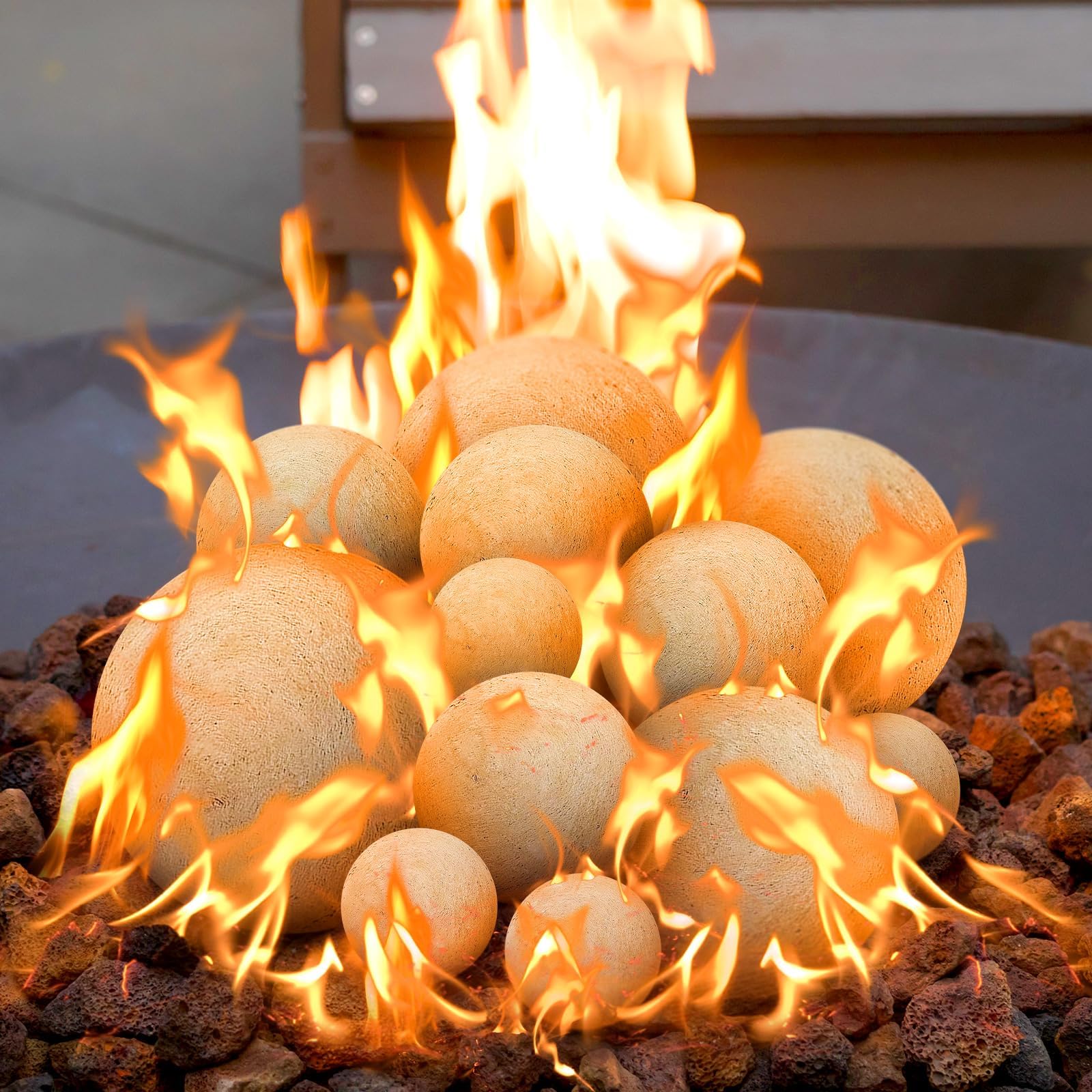 Amazon.com : Ceramic Fire Balls for Indoor and Outdoor Fire Pits (Set ...