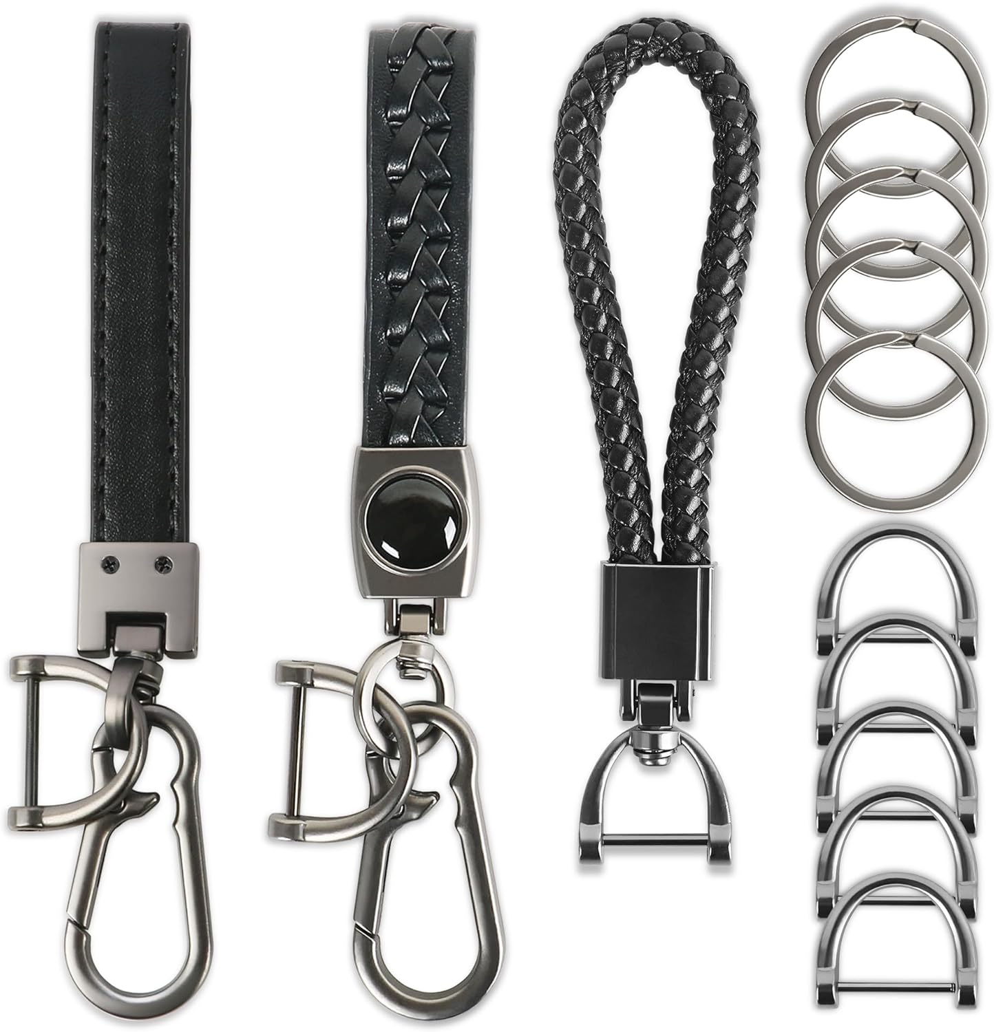 Amazon.com: 3 Pack Leather Keychain Universal Key Chains for Car Keys ...