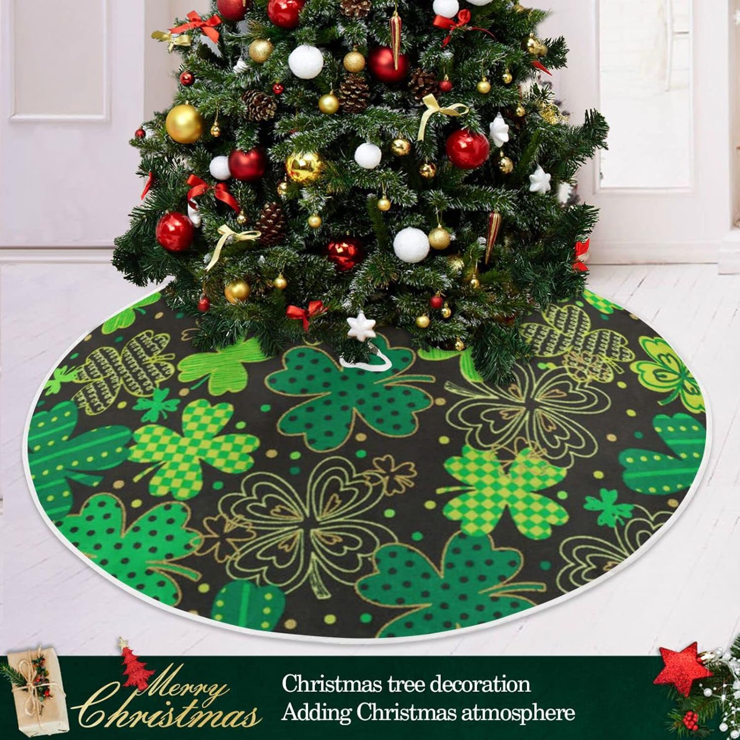 Falda de árbol de Navidad para el día de San Patricio 36 pulgadas hojas ...