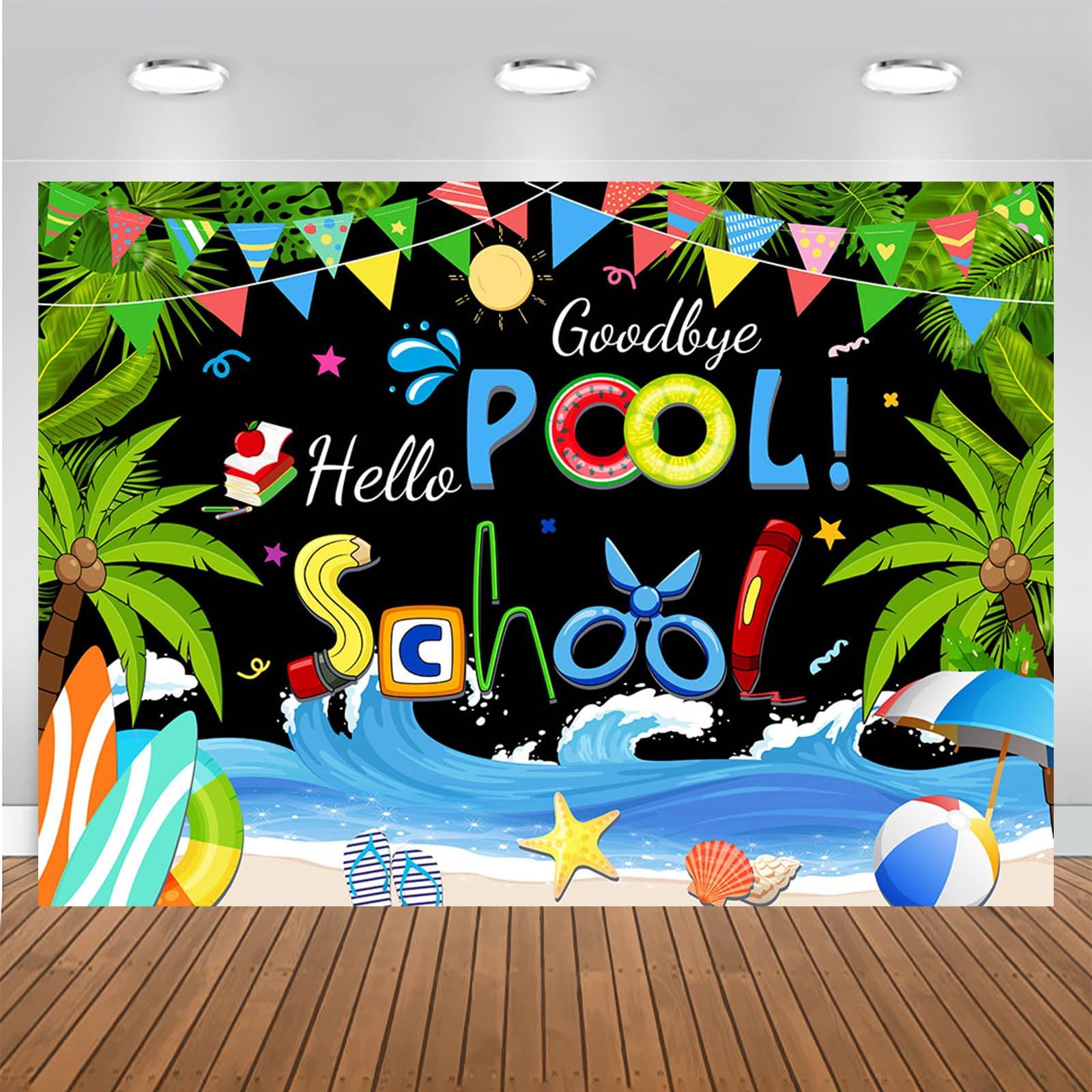 Amazon.com: Mocsicka Back to School Party Backdrop Goodbye Pool Hello ...