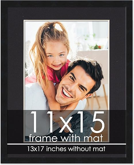 Amazon.com - 11x15 Frame with Mat - Black 13x17 Frame Wood Made to ...