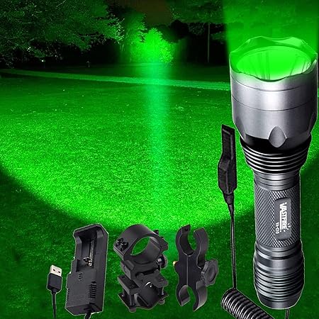 VASTFIRE LED Green Flashlight,400 Yard LED 1200 Lumens Tactical Torch ...