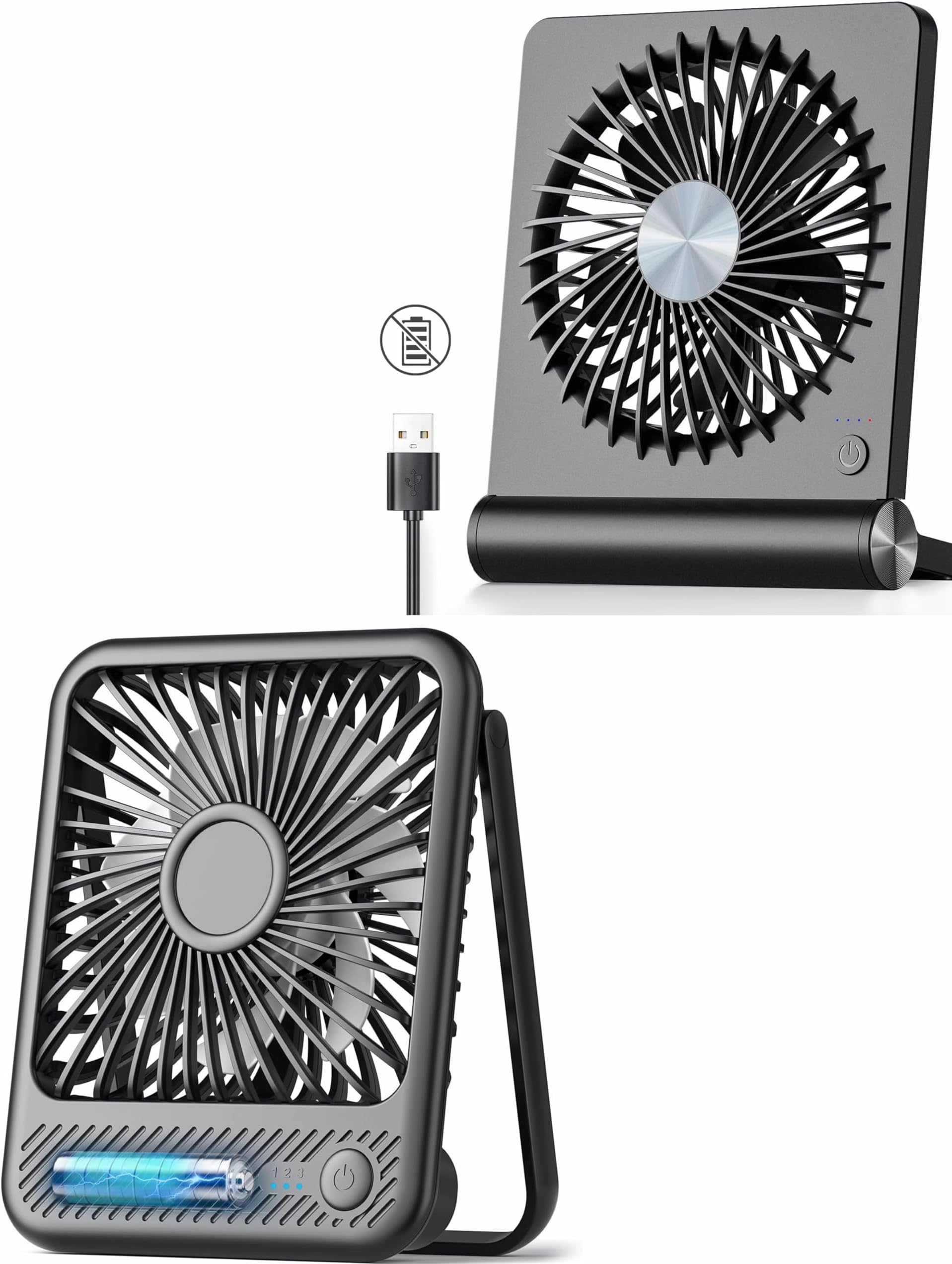 Amazon.com: Koonie 5.7in Corded Powered 220° Tilt Folding Desk Fan ...