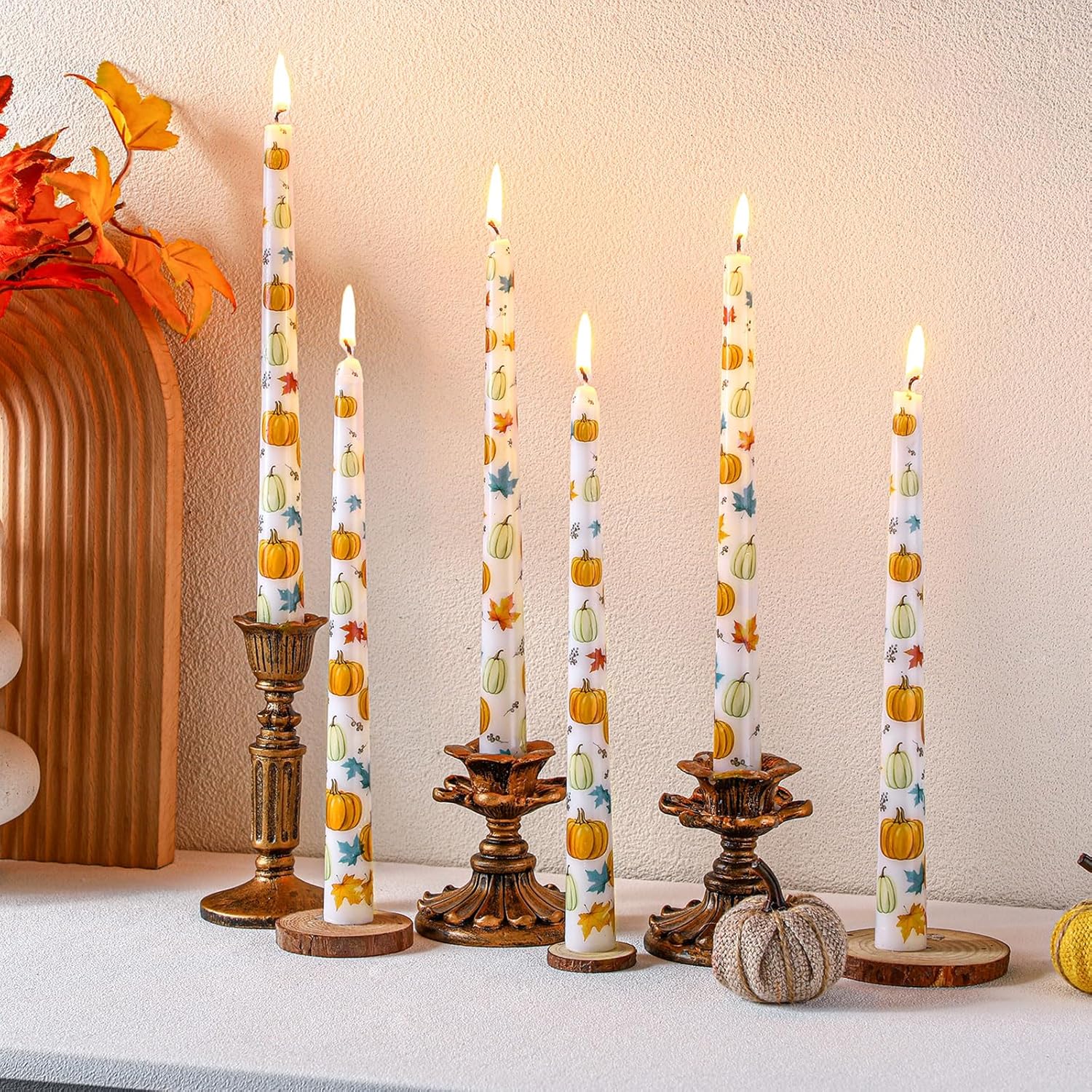 Amazon.com: Conelist 6 Pcs Fall Taper Candles 10" Thanksgiving ...