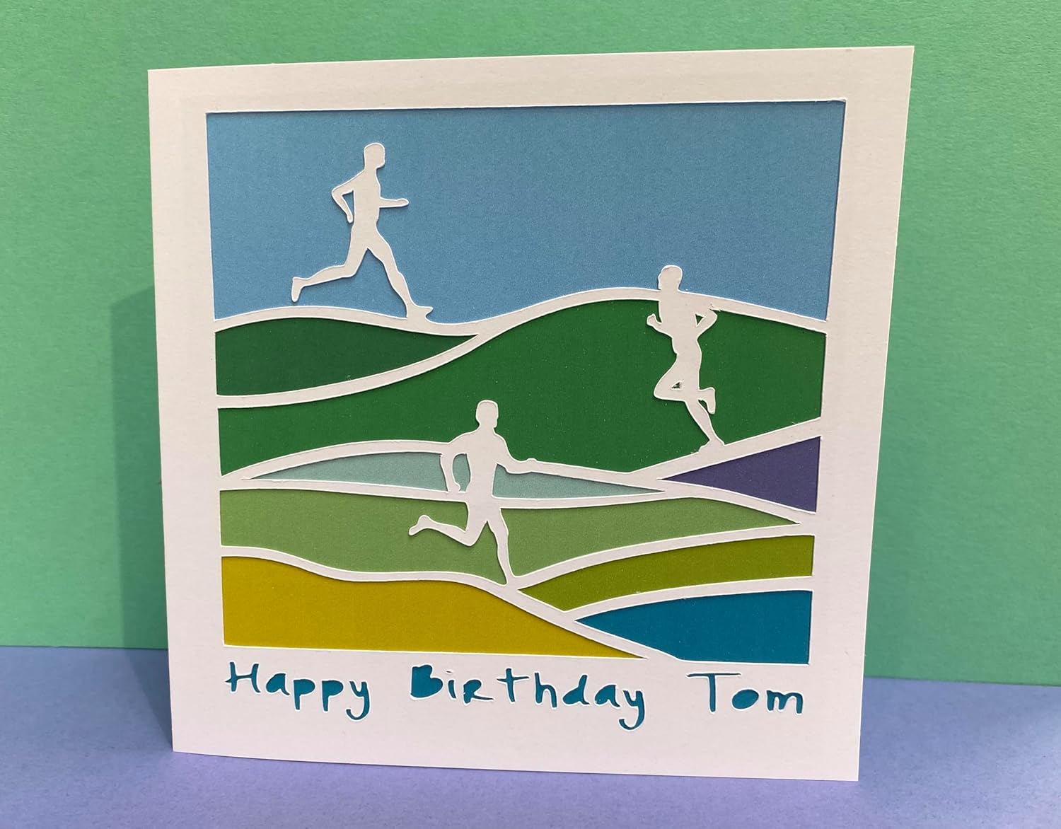 Running Birthday Card - Paper Cut Card - Personalised - Card for a ...