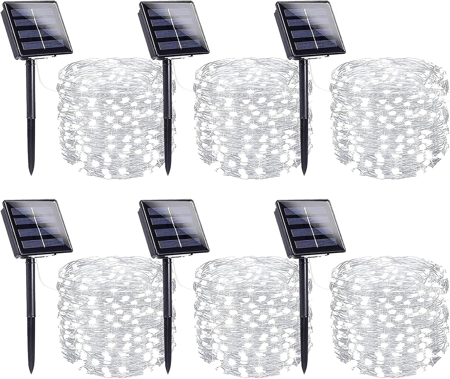 Amazon.com : SANJICHA Extra-Long Solar String Lights Outdoor, 6-Pack 600 LED Solar Christmas ...