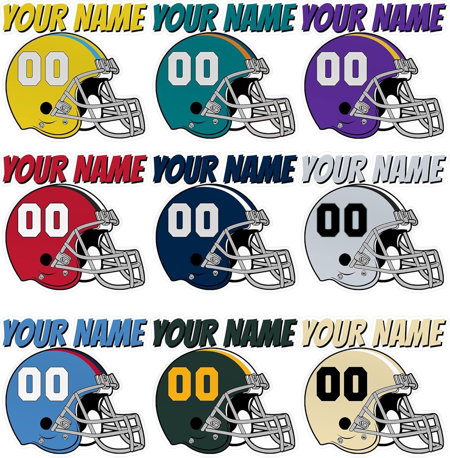 Amazon.com: Personalized Football Helmet Team Sticker Custom Name and ...