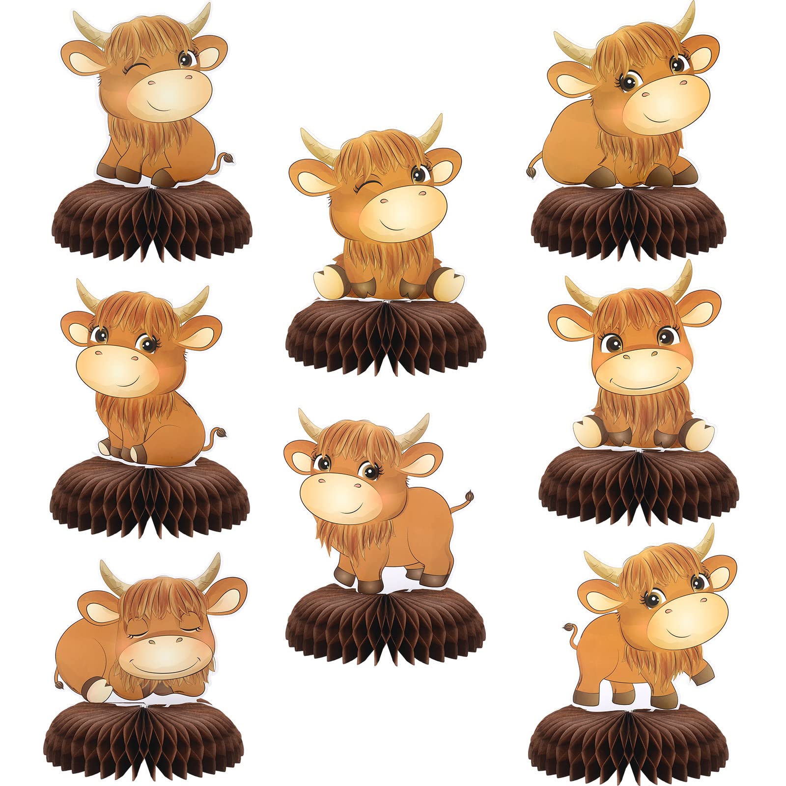 Snapklik.com : 8 Pcs Highland Cow Honeycomb Centerpieces Cow Table ...