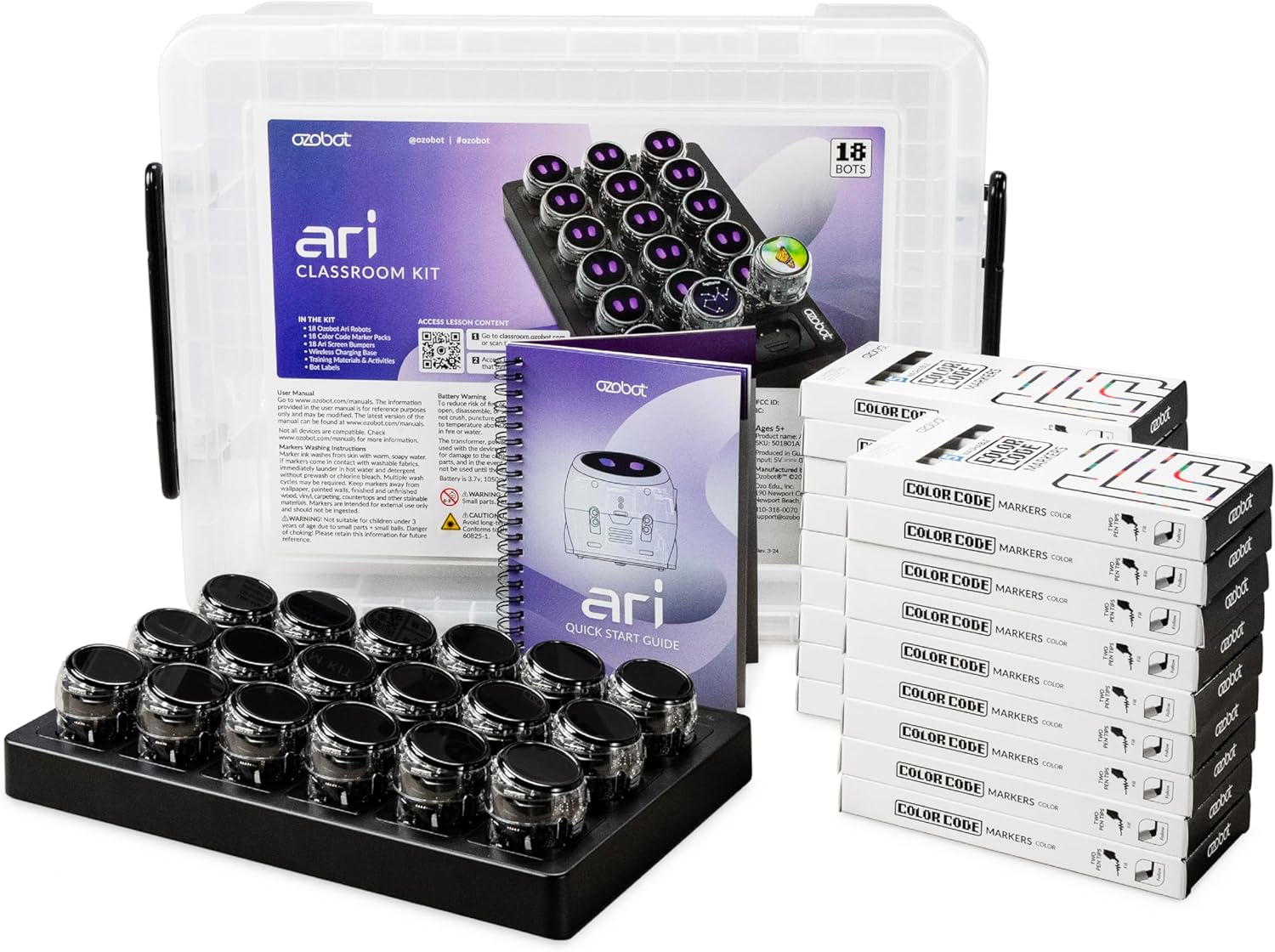 Amazon.com: Ozobot Ari Classroom Kit (18 Bots) | Interactive Learning Robot with Touch Screen ...