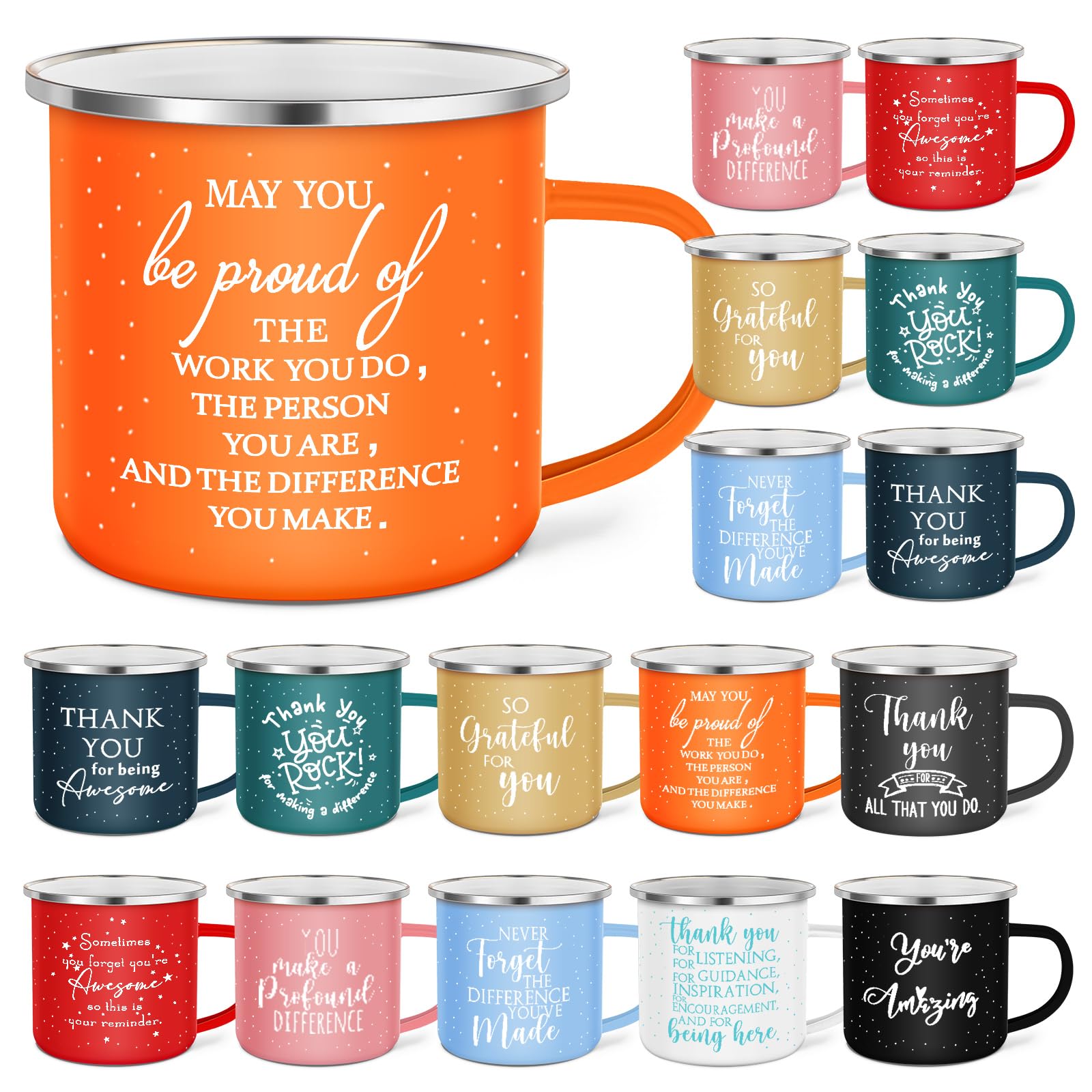 20 Pcs Thank You Gifts Mugs 12 oz Enamel Thank You Mug Coffee Mugs for ...