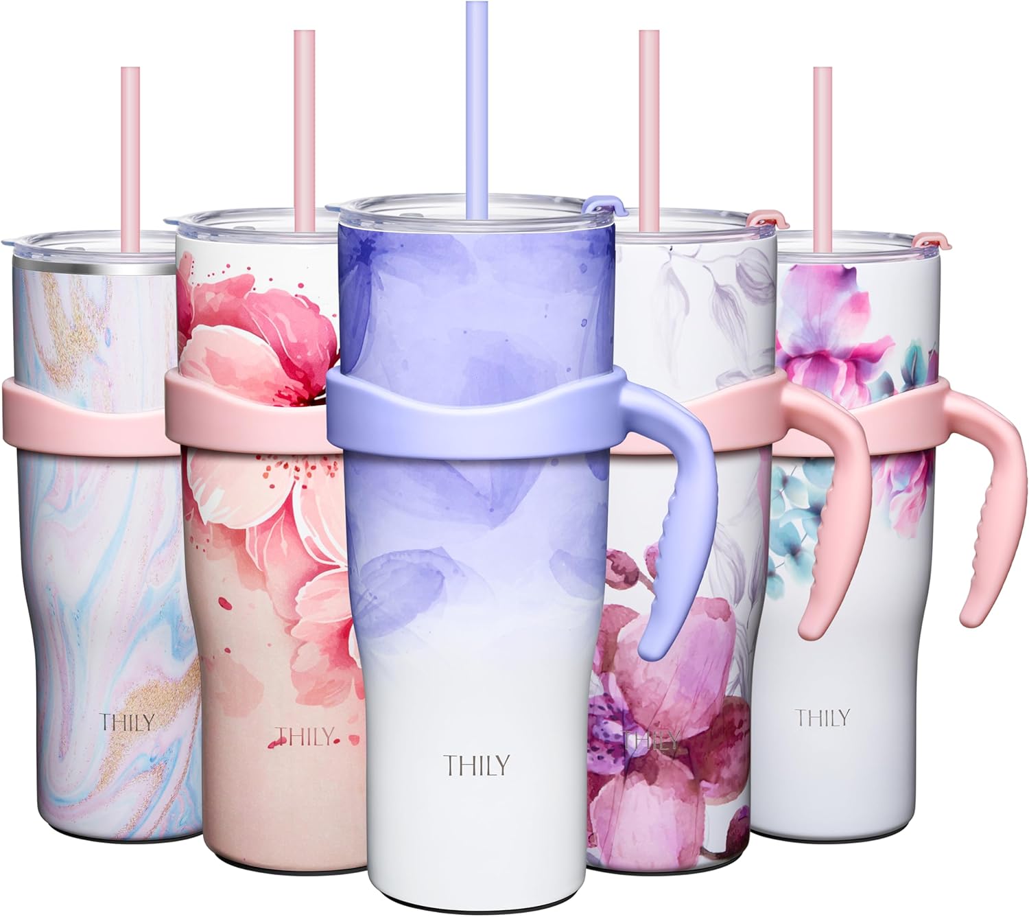 Amazon.com: THILY 40 oz Insulated Tumbler with Handle - Stainless Steel ...